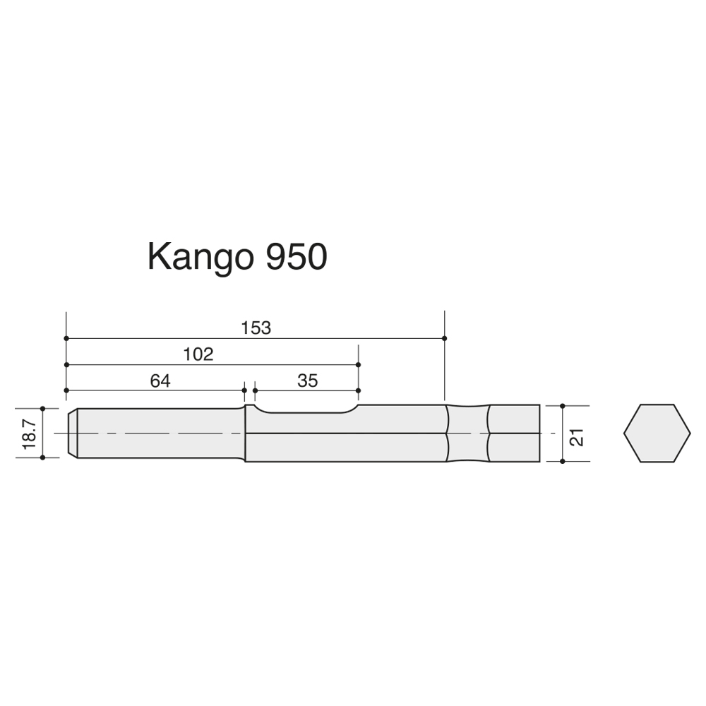 BREAKER STEEL KANGO 900/950 CHISEL 25MM - 380MM | Builders Equipment